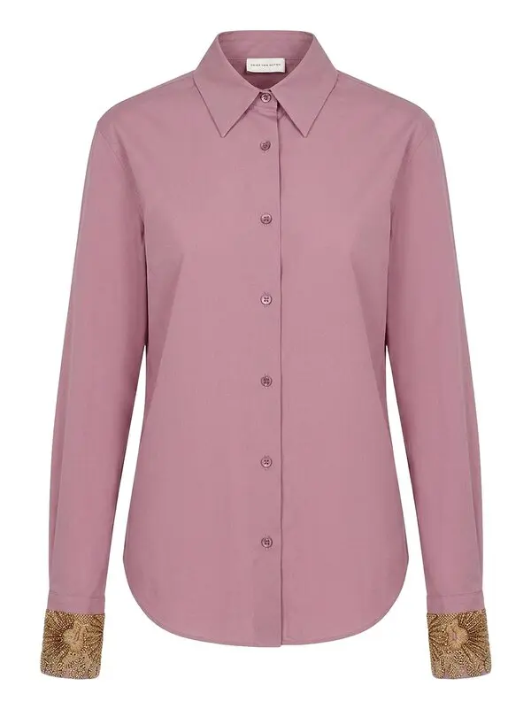 Dries Van Noten Chloris Cotton Shirt With Embroiders Cuffs - Pink