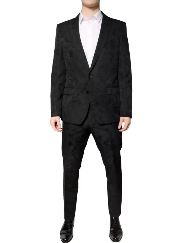 Dolce & Gabbana Floral-jacquard Two-piece Suit - Black