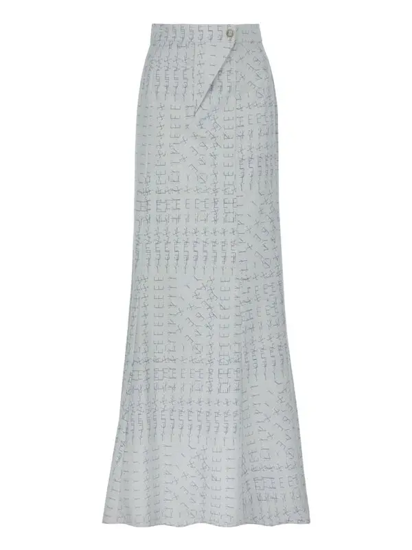 MAYAMU Kibe Patterned Maxi Fishtail Skirt - Grey