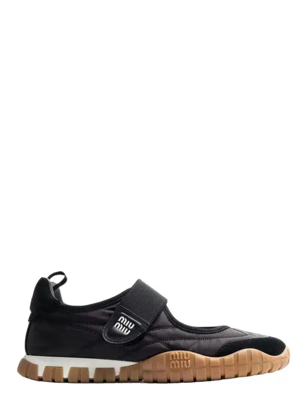 Miu Miu Tyre Technical Fabric And Suede Ballerinas - Black