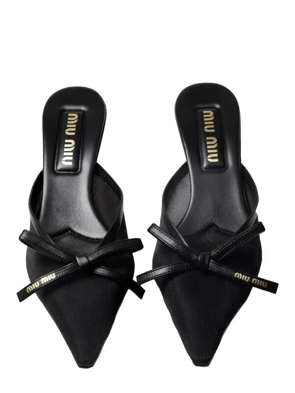 Miu Miu Bow-embellished Mesh Pumps - Black