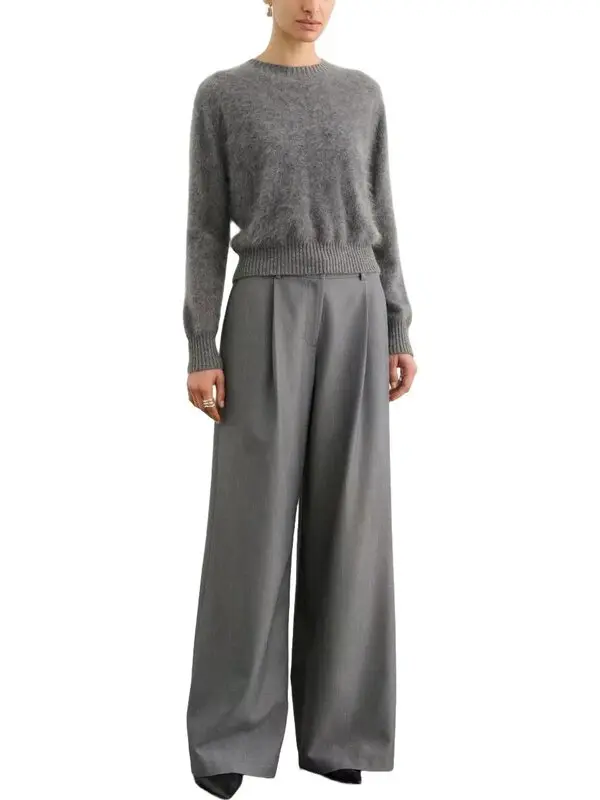 TOCCIN Brushed-knit Ribbed-trim Sweater - Grey