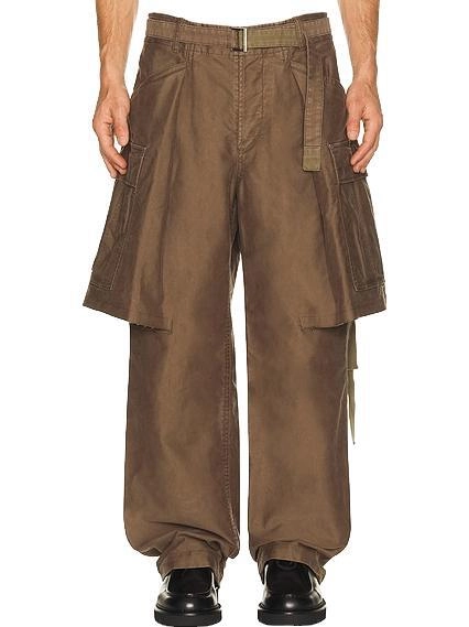 Sacai Sueded Cotton Pants - Brown