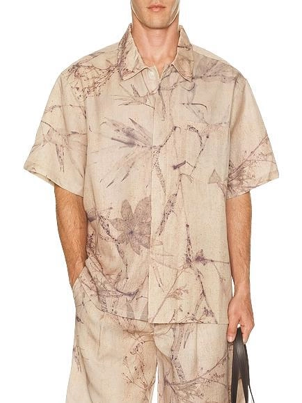 FENG CHEN WANG Printed Plant Dye Shirt - Beige
