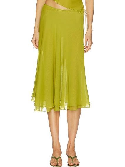 TAE PARK Flowy Chiffon Skirt - Chartreuse