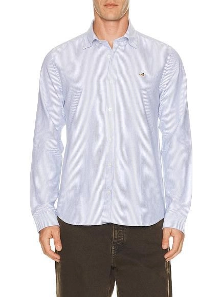 EDMMOND STUDIOS Duck Striped Shirt - Plain Light Blue