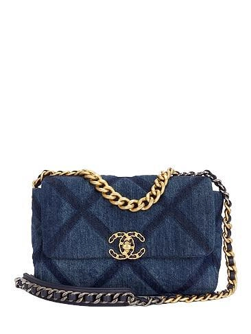 Chanel Denim Medium 19 Flap Bag - Blue