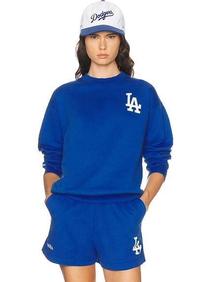 Sporty & Rich X Dodgers La Serif Crewneck Sweatshirt - Team Blue