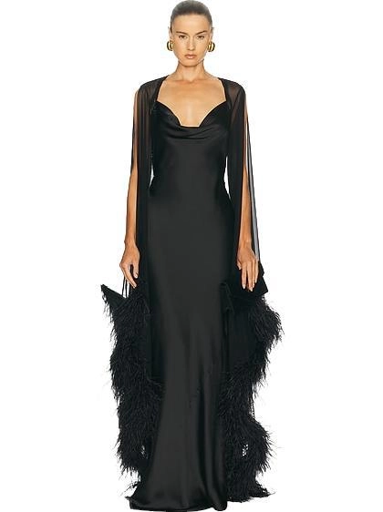 Lapointe Mesh Shrug With Feathers - Black