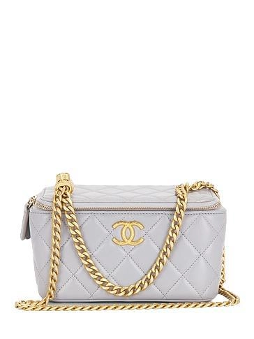 Chanel Lambskin Small Slide Long Vanity Case - Blue
