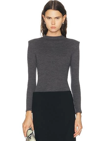 JIL SANDER Long Sleeve Bodysuit Top - Anthracite