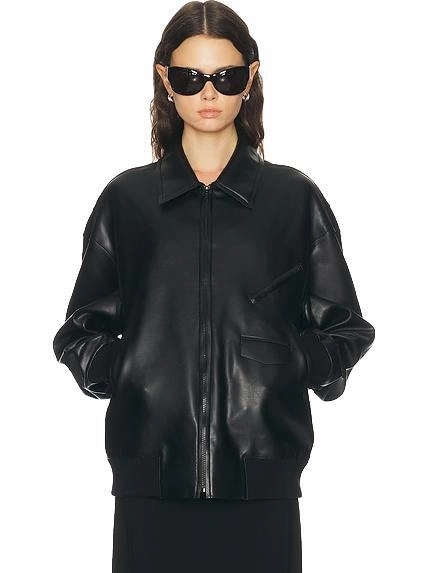 Norma Kamali Oversized Classic Zip Front Jacket - Black