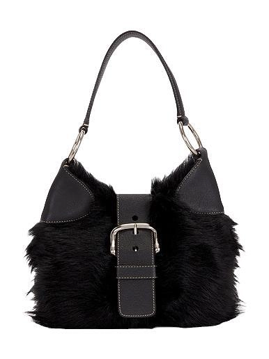 Prada Eco Lapin Faux Fur Buckle Hobo Bag - Black