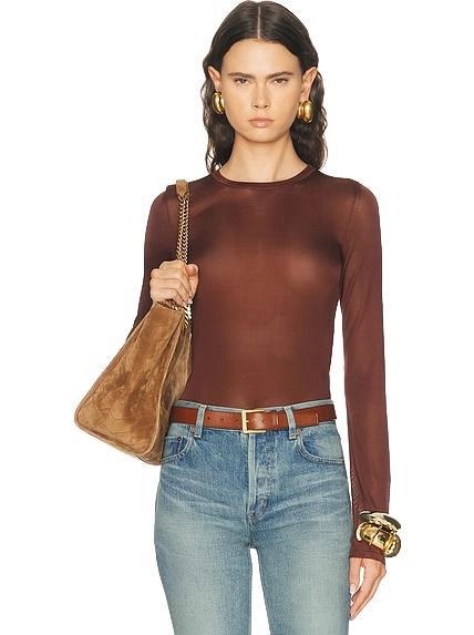 Saint Laurent Long Sleeve Top - Chocolat