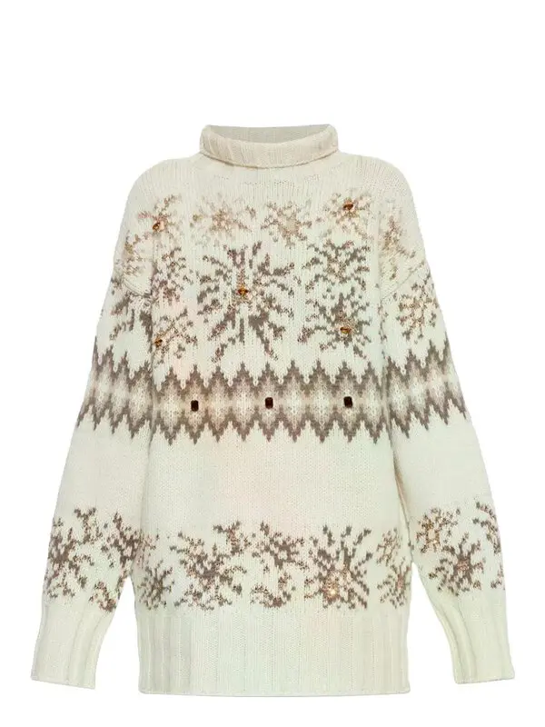 Fabiana Filippi Appliqué Turtleneck Sweater - Neutrals