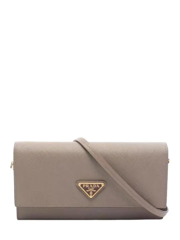 Prada 2013-2026 Saffiano Wallet On Strap Crossbody Bag - Neutrals