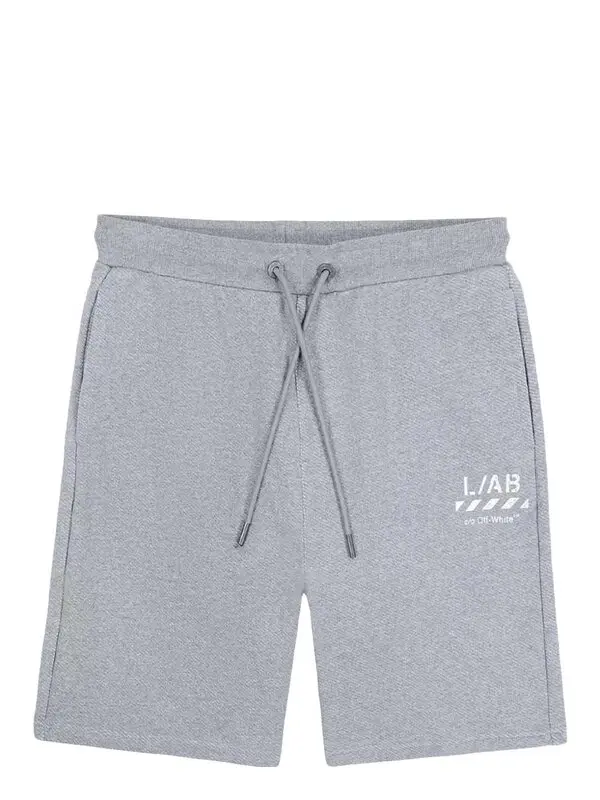 L/AB C/O OFF-WHITE Diag-print Shorts - Grey