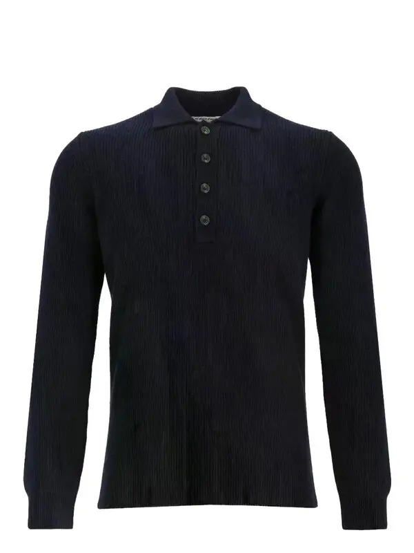 Al Duca D'aosta Ribbed-knit Polo Shirt - Blue