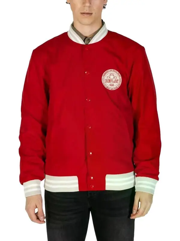 REPLAY Logo-patch Bomber Jacket - Red