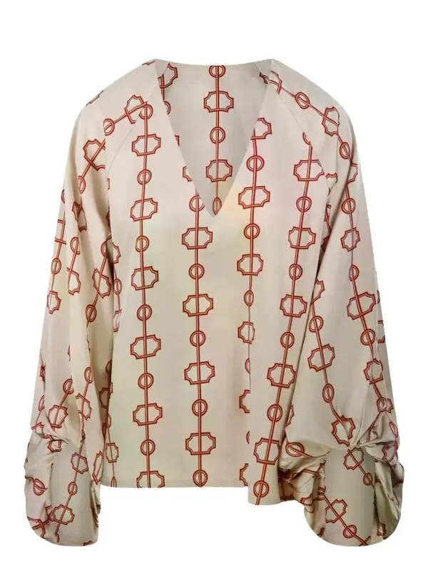 BY MALENE BIRGER Salia Parisian Scarf Geometric-print Blouse - Neutrals