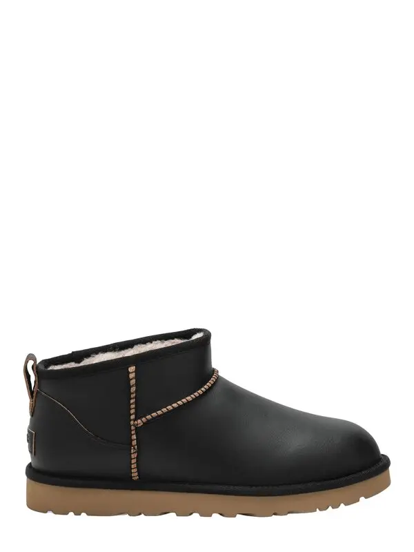 UGG Classic Ultra Mini Contrast Leather Boots - Black