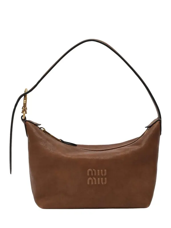 Miu Miu Spirit Pouch In Rovere Nappa Leather - Brown