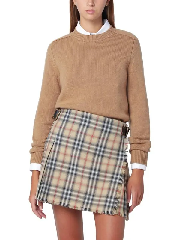 Burberry Caramel Crew-neck Cashmere Sweater - Brown