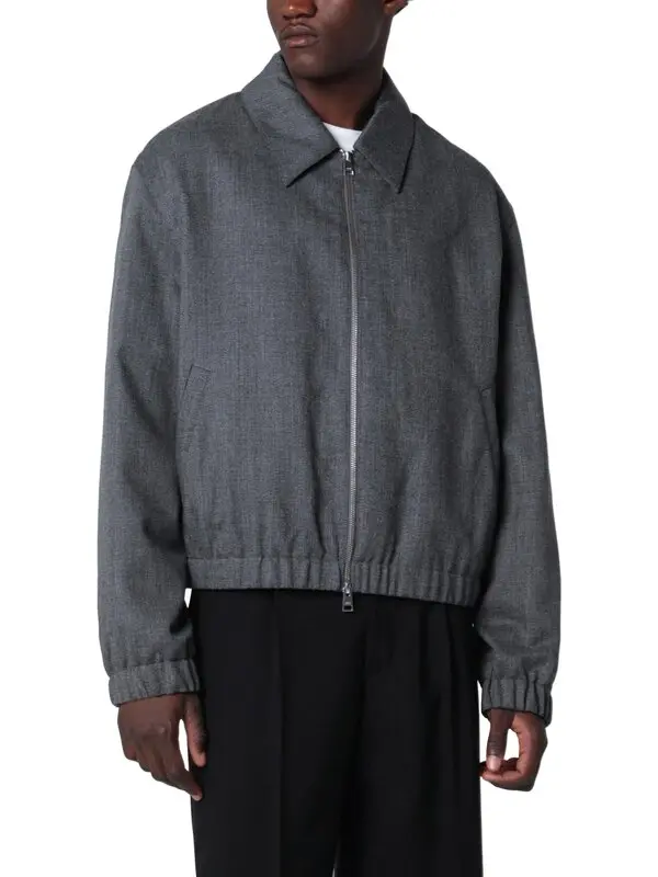 AMI Paris Carbon Padded Jacket In Virgin Wool - Grey