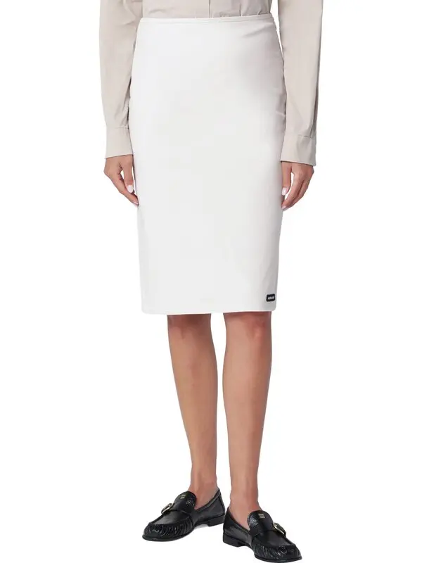 Miu Miu Pencil Skirt In Stretch Poplin, Talc - White