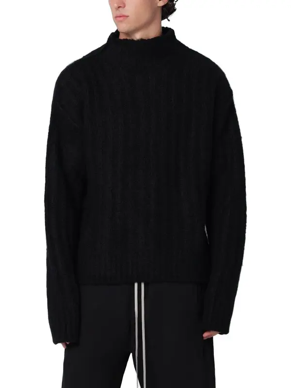Rick Owens Turtle Sweater In Cashmere And Silk - Black