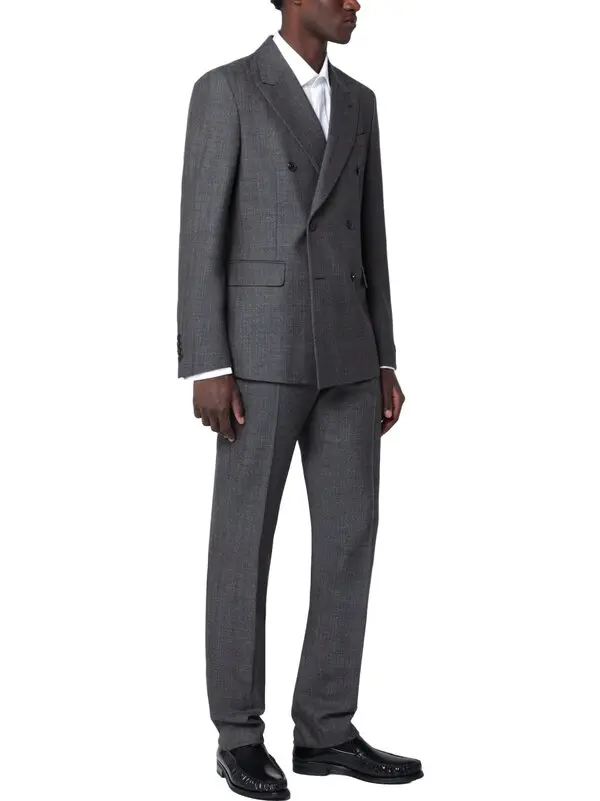Prada Ebony Double-breasted Suit In Virgin Wool - Brown