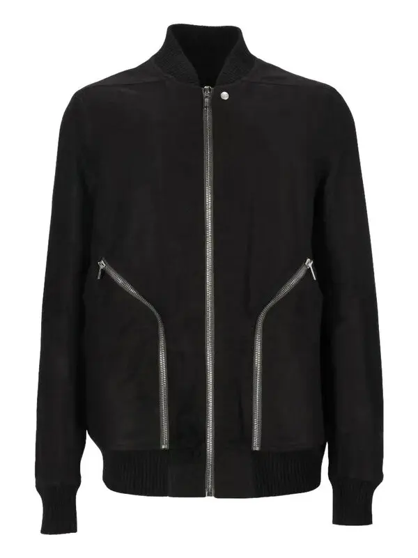 Rick Owens Heizer Flight Ramie Moleskin Jacket - Black