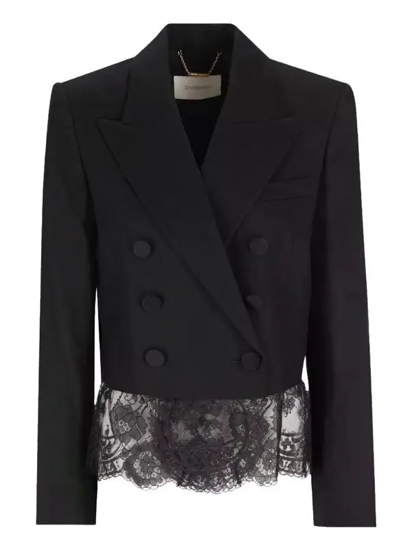 Zimmermann Lace-trim Double-breasted Blazer - Black