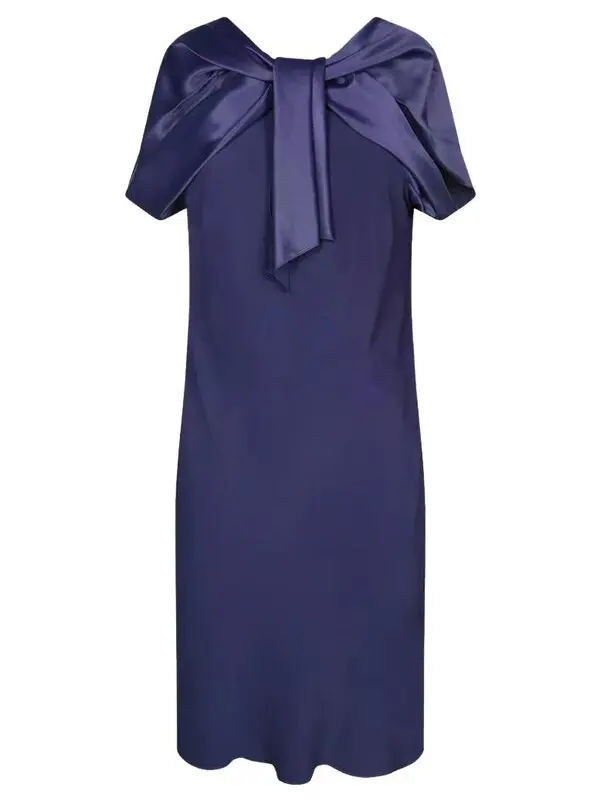 Alberta Ferretti Satin-panelled Bow-detail Midi Dress - Blue
