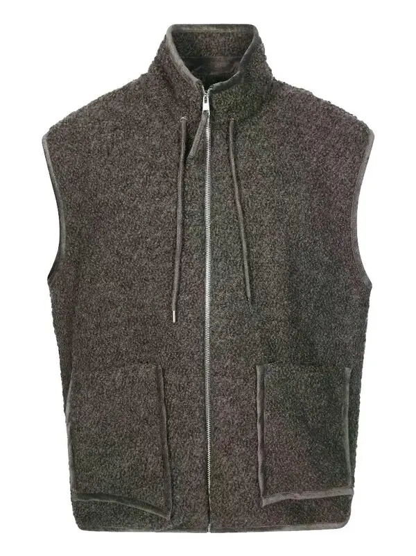 AMARANTO Bouclé-texture Zip-up Gilet - Grey