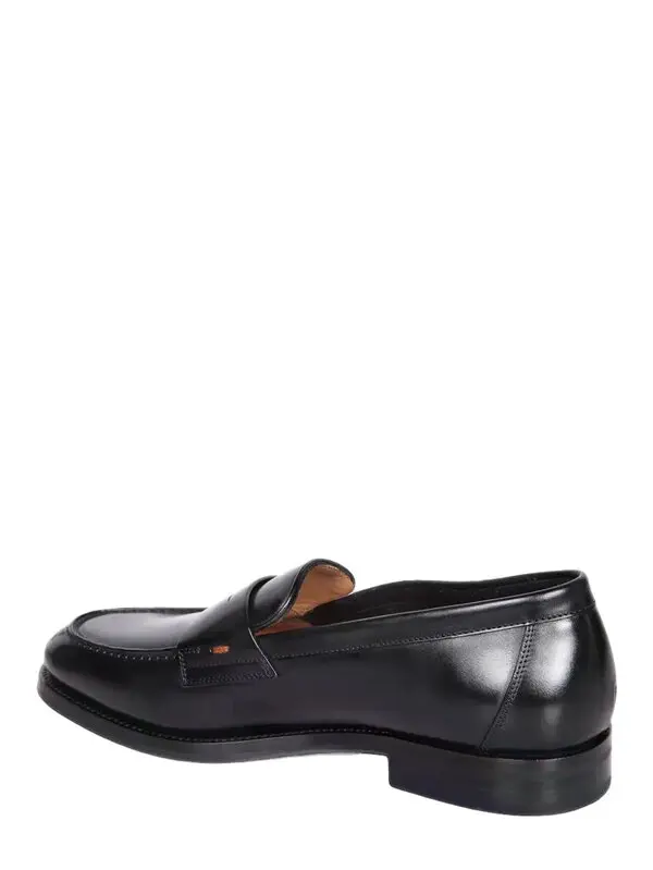 Santoni Leather Penny Loafers - Black
