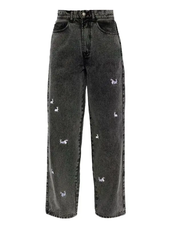 CARNE BOLLENTE One Bad Bunny Embroidered Denim Jeans - Black