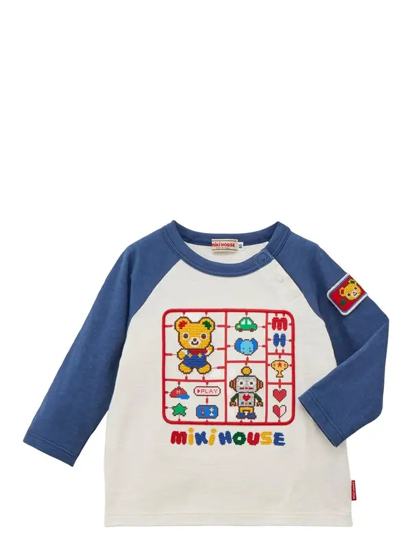 MIKI HOUSE Cotton Embroidered Graphic T-shirt - Navy