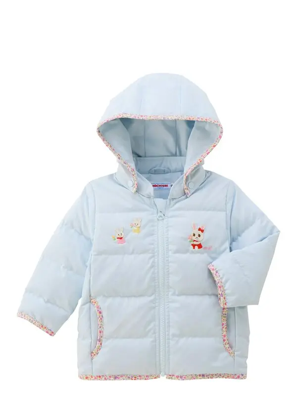 MIKI HOUSE Down Embroidered Puffer Jacket - Blue