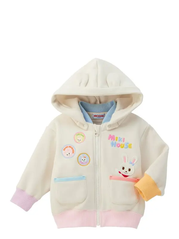 MIKI HOUSE Appliqué Hooded Bomber Jacket - Ivory