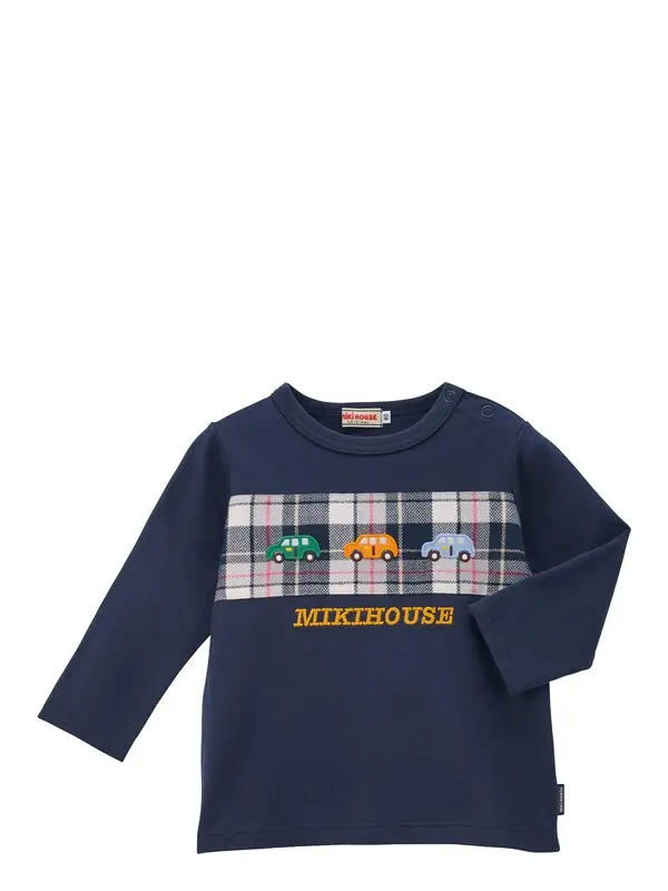 MIKI HOUSE Cotton Car Logo T-shirt - Navy