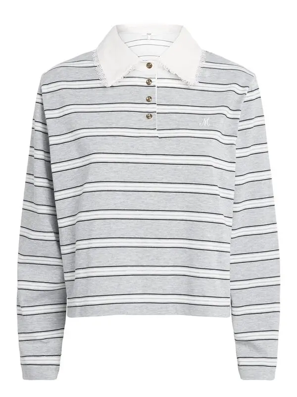 Maje Lace-collar Polo Sweater - Black