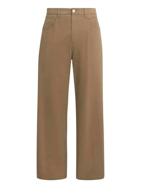 SYSTEM Cotton-blend Side-pleated Trousers - Brown