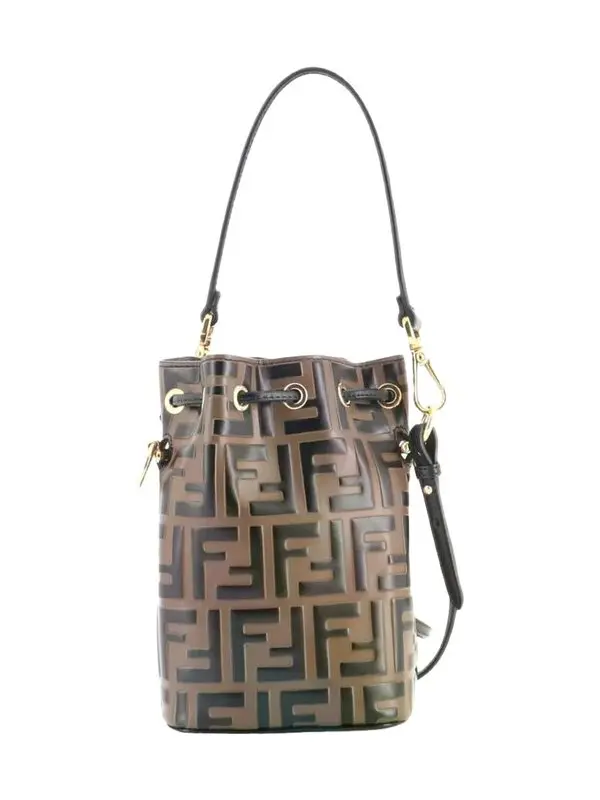Fendi Mon Tresor Zucca Embossed Leather Mini Bucket Bag - Brown