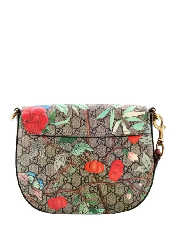 Gucci Padlock Saddle Tian Print Gg Coated Canvas Medium Shoulder Bag - Brown