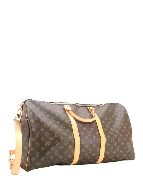 LOUIS VUITTON Keepall Bandouliere Bag Monogram Canvas 55 Travel Bag - Brown