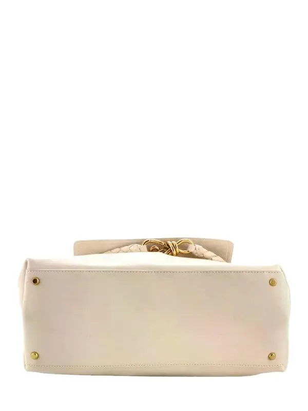 Bottega Veneta Ciao Ciao Top Handle Bag Leather With Intrecciato Detail Medium Satchel - Neutrals