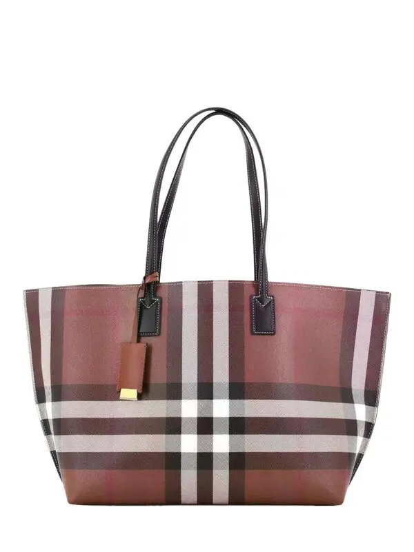 Burberry Soft Check E-canvas Medium Tote Bag - Brown