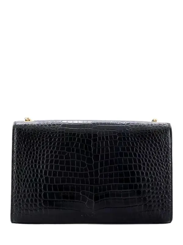 Saint Laurent Classic Monogram Tassel Crocodile Embossed Leather Medium Crossbody Bag - Black