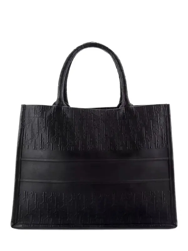 Dior Book Oblique Embossed Calfskin Medium Tote Bag - Black
